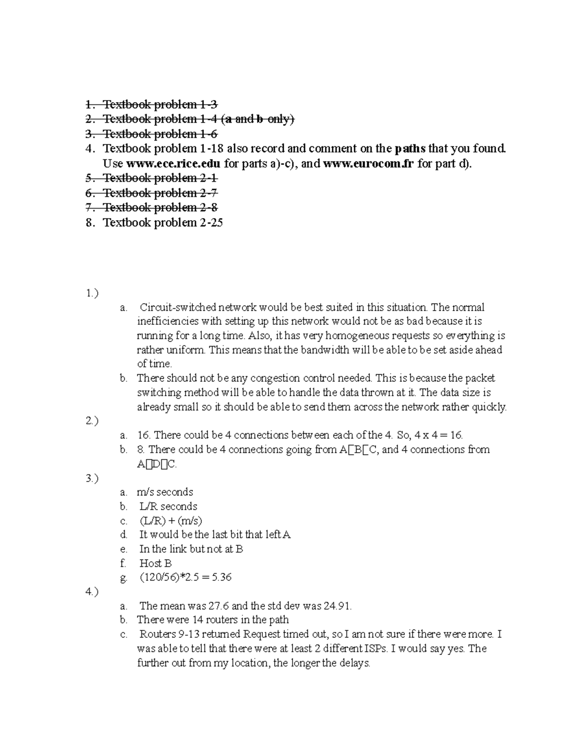 CS1652 HW#1 - 1. Textbook problem 1- 2. Textbook problem 1-4 ( a and b ...