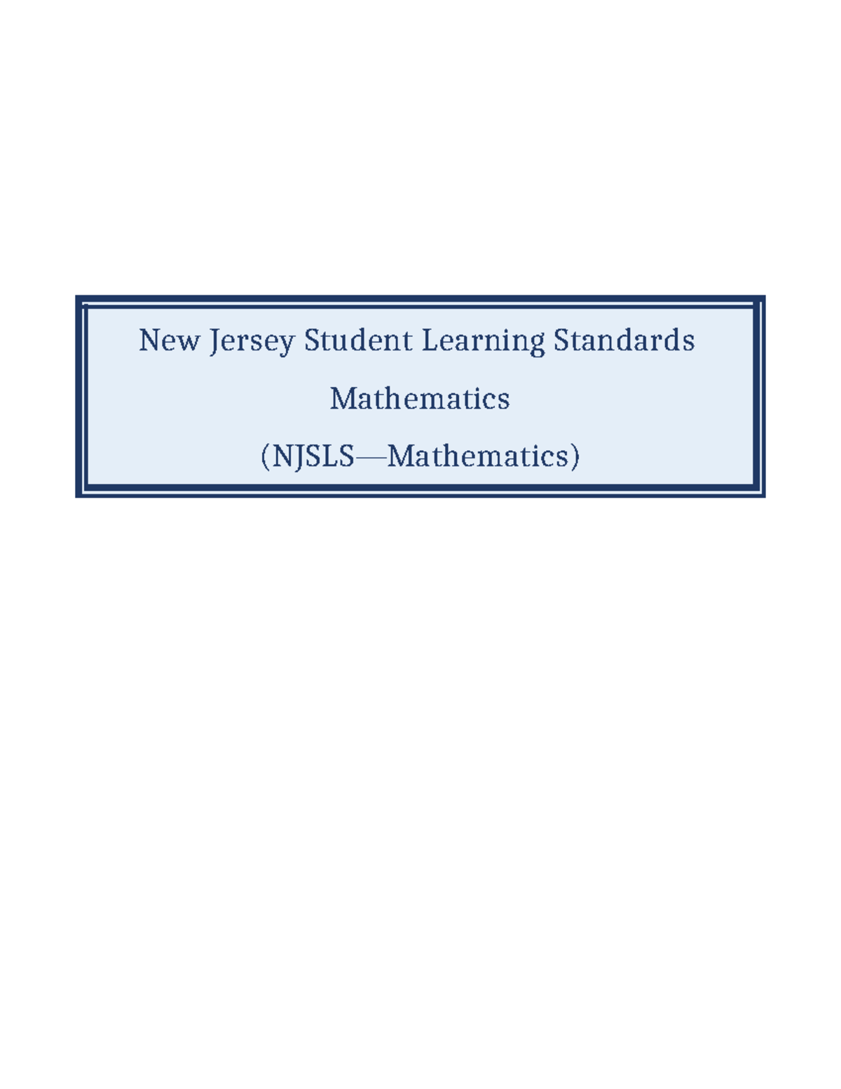 2023 Njsls Mathematics - New Jersey Student Learning Standards ...