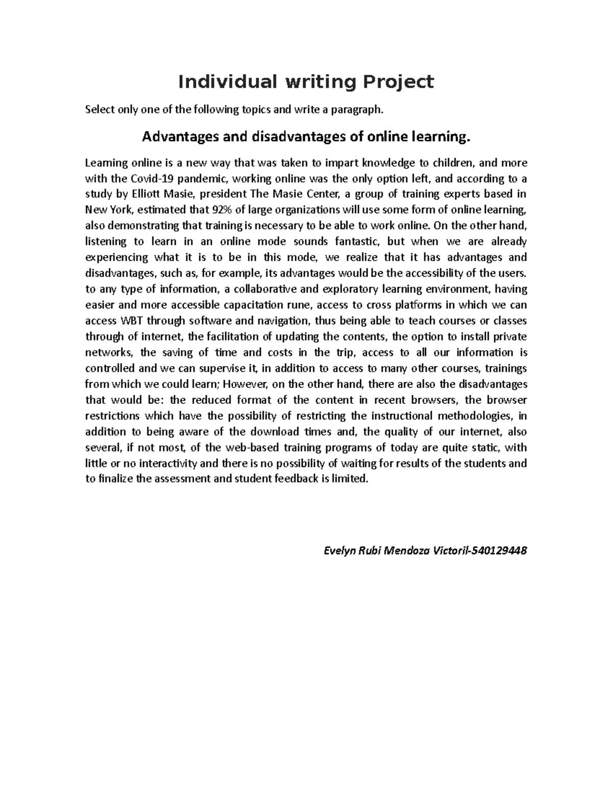 Individual writing Project. Parte 1 Ingles - Individual writing Project ...