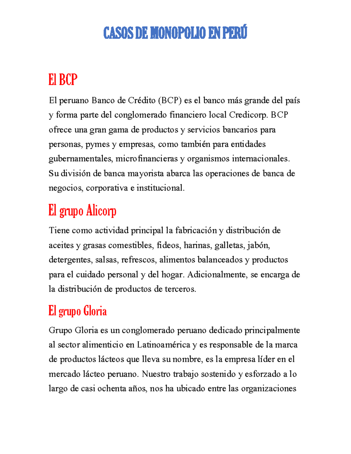 Casos DE Monopolio Y Oligopolio EN PERÚ -EPT - CASOS DE MONOPOLIO EN ...