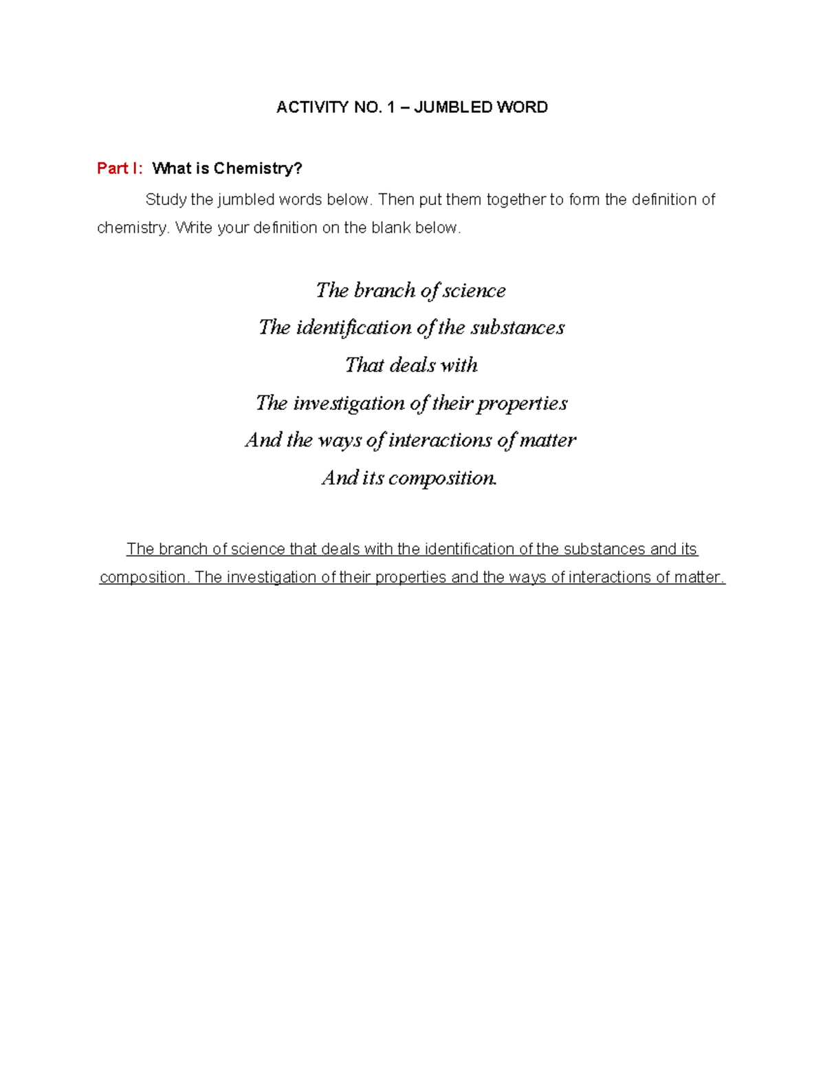 Activity no. 1.1- Jumbled Word - ACTIVITY NO. 1 – JUMBLED WORD Part I ...