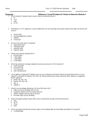 Module 11 Review Questions - Name: ______________________________________Class: CIT-3020 Review ...