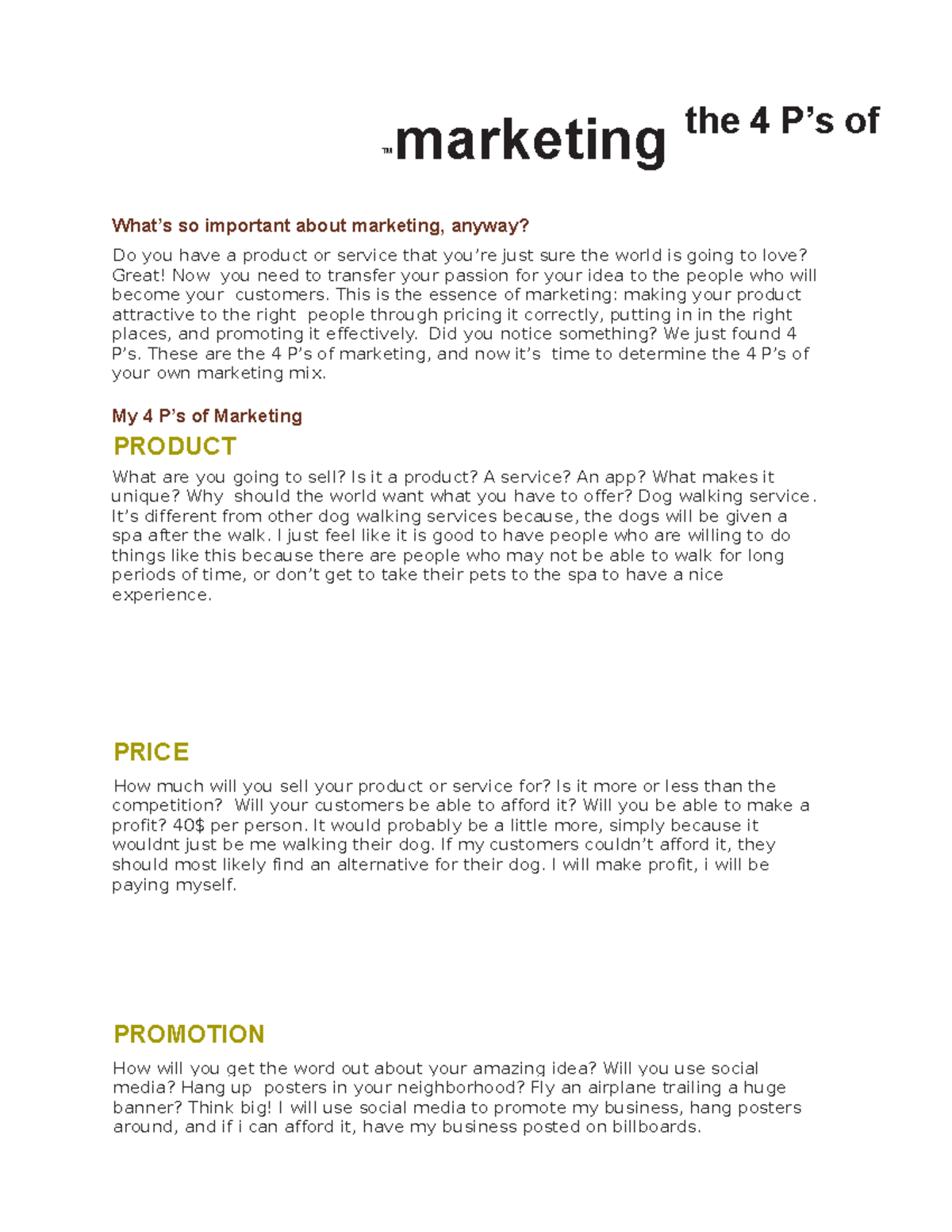 Copy of 4-Ps-of-Marketing - TM marketing the 4 P’s of What’s so ...