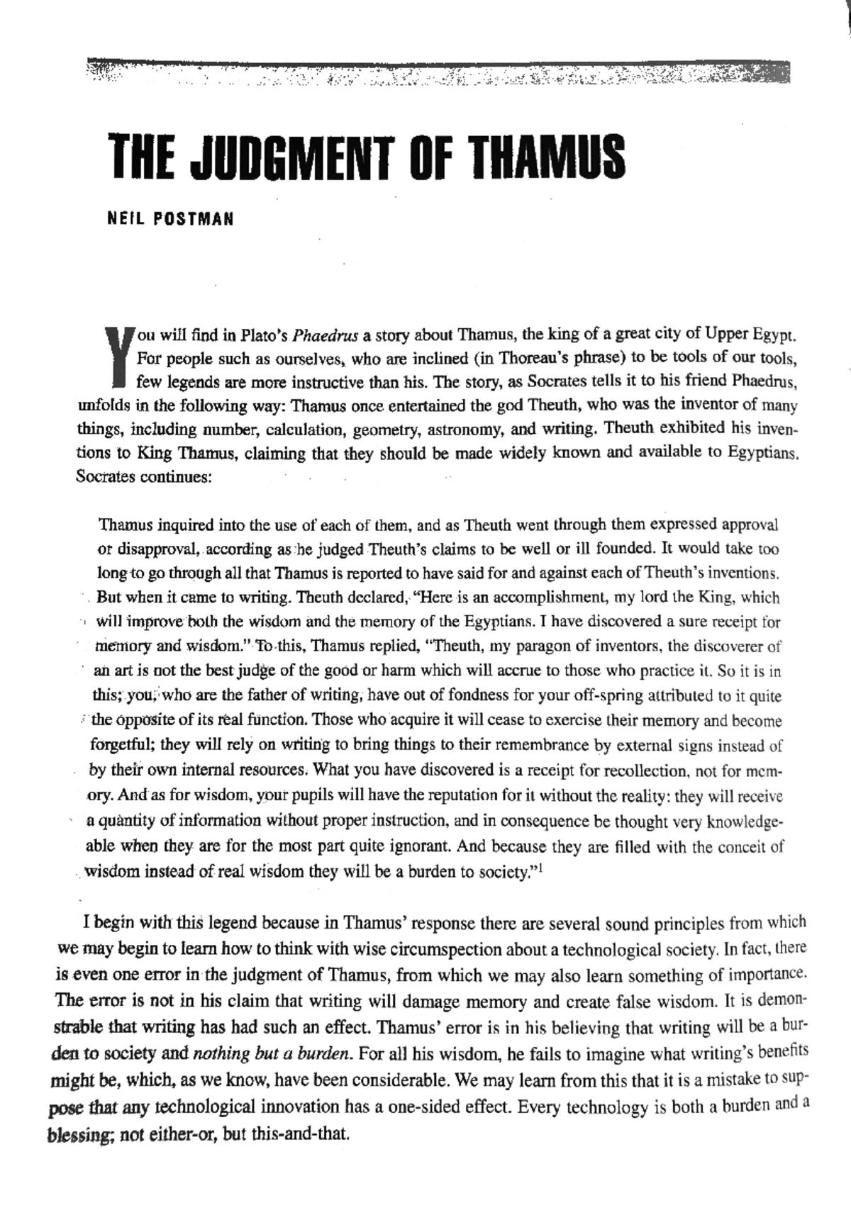 Postman reading - CMNS 110 - Studocu