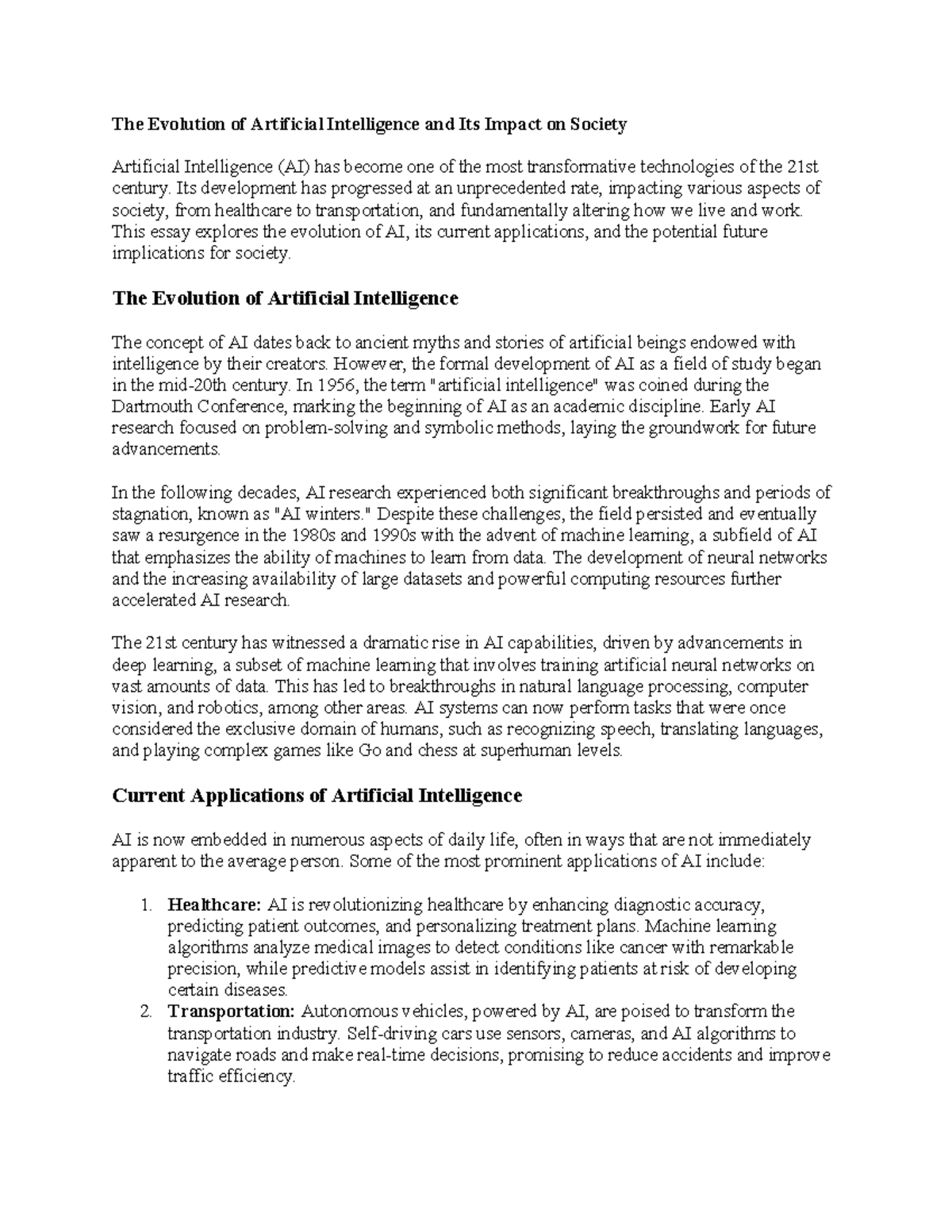 The Evolution of Artificial Intelligence and Its Impact on Society ...