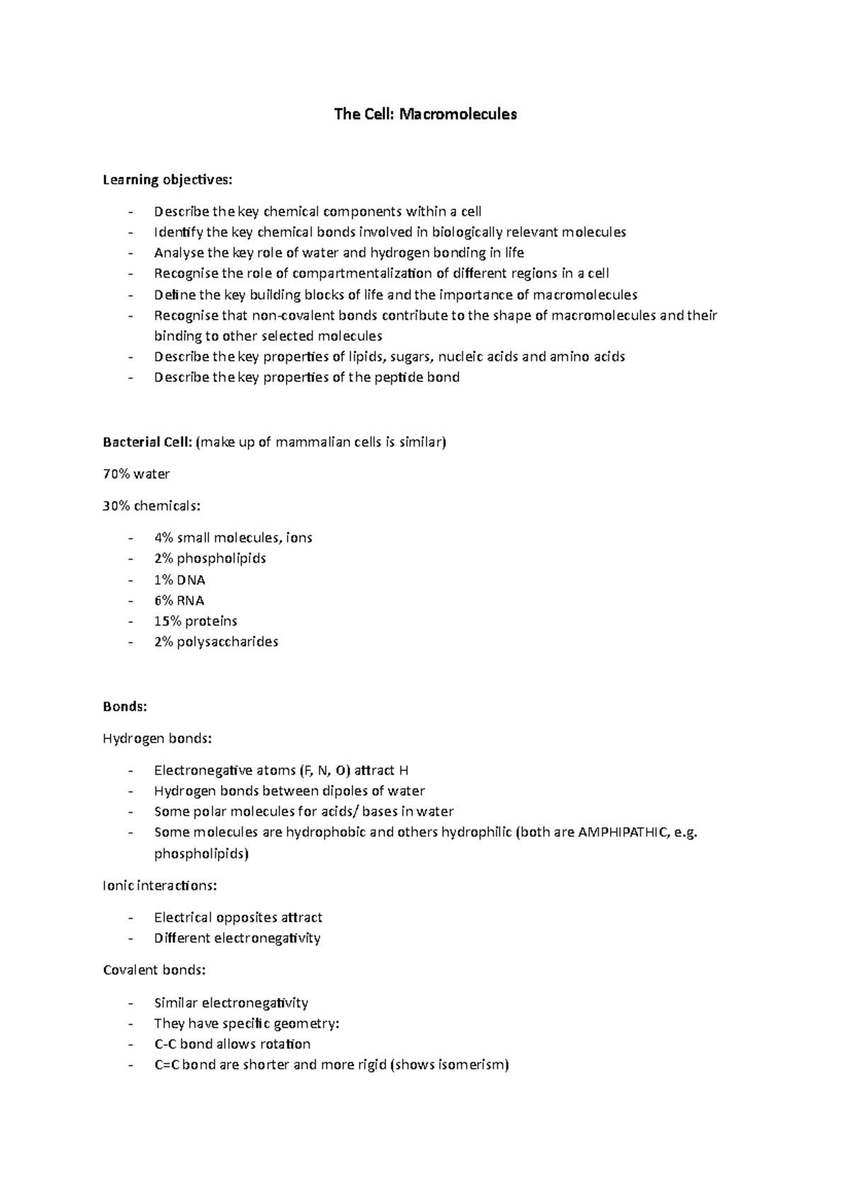 The Cell - Macromolecules - The Cell: Macromolecules Learning ...