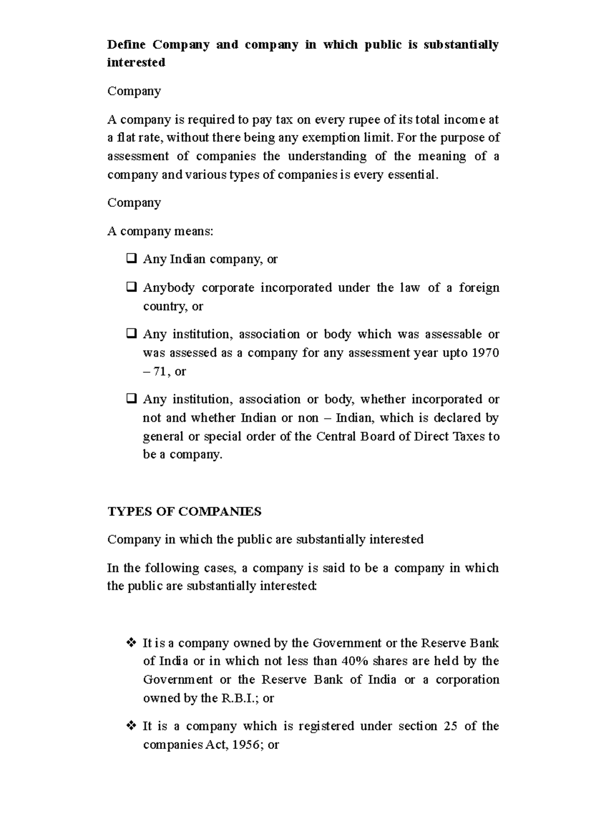 Define Company and company in which public is substantially interested ...