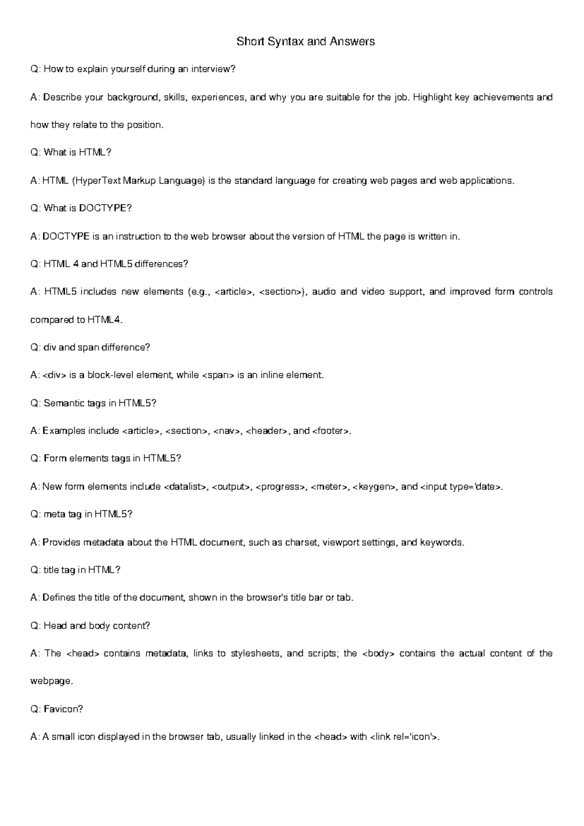 HTML CSS JS Answers - HTML CSS javascript interview questions - Short ...