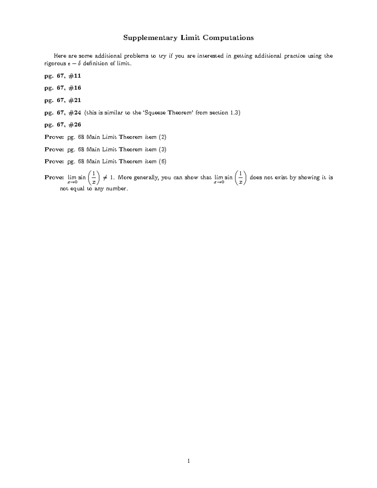 Supplementary Limits - Rigorous Limit - Supplementary Limit Computations Here are some ...