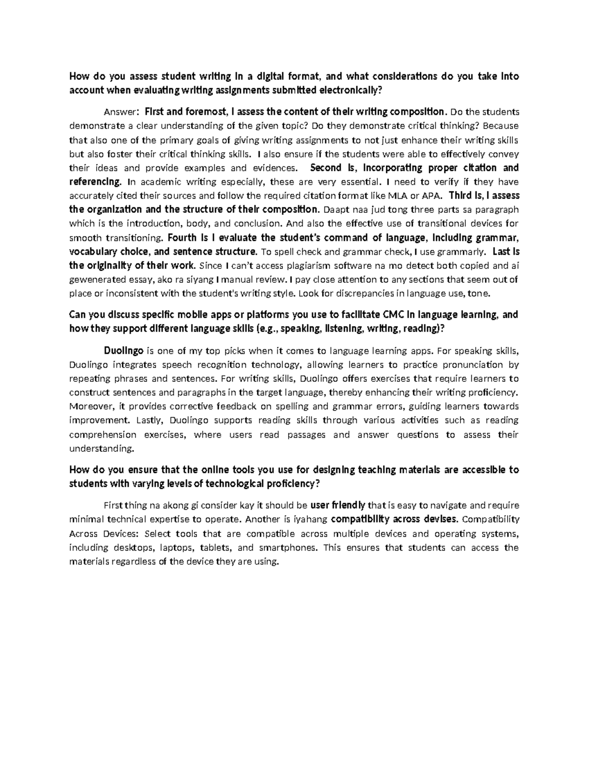 How do you assess student writing in a digital format - Do the students ...
