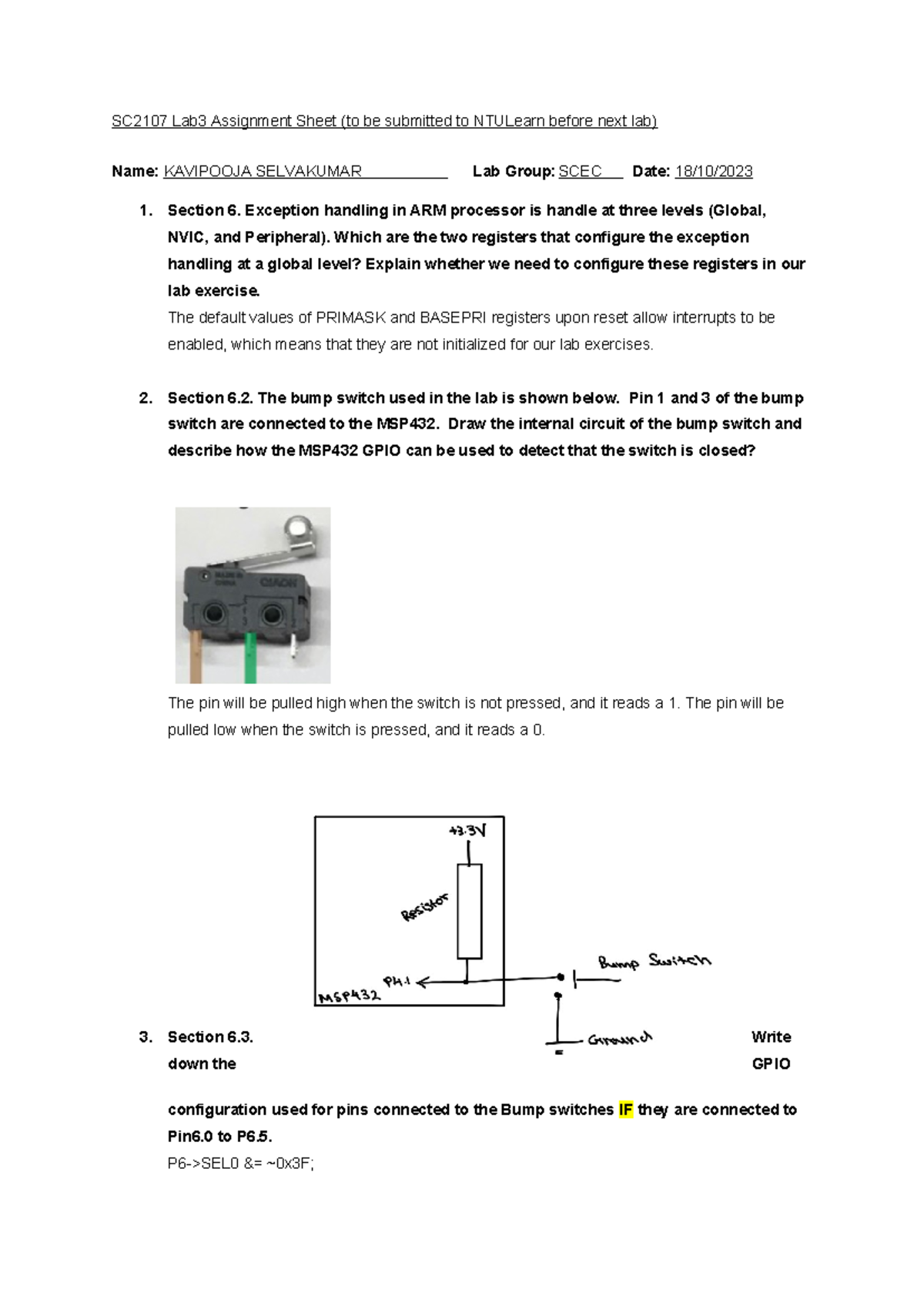 SC2107-Lab3-Handoutv 3M Kavipooja Selvakumar - SC2107 Lab3 Assignment Sheet (to be submitted to ...