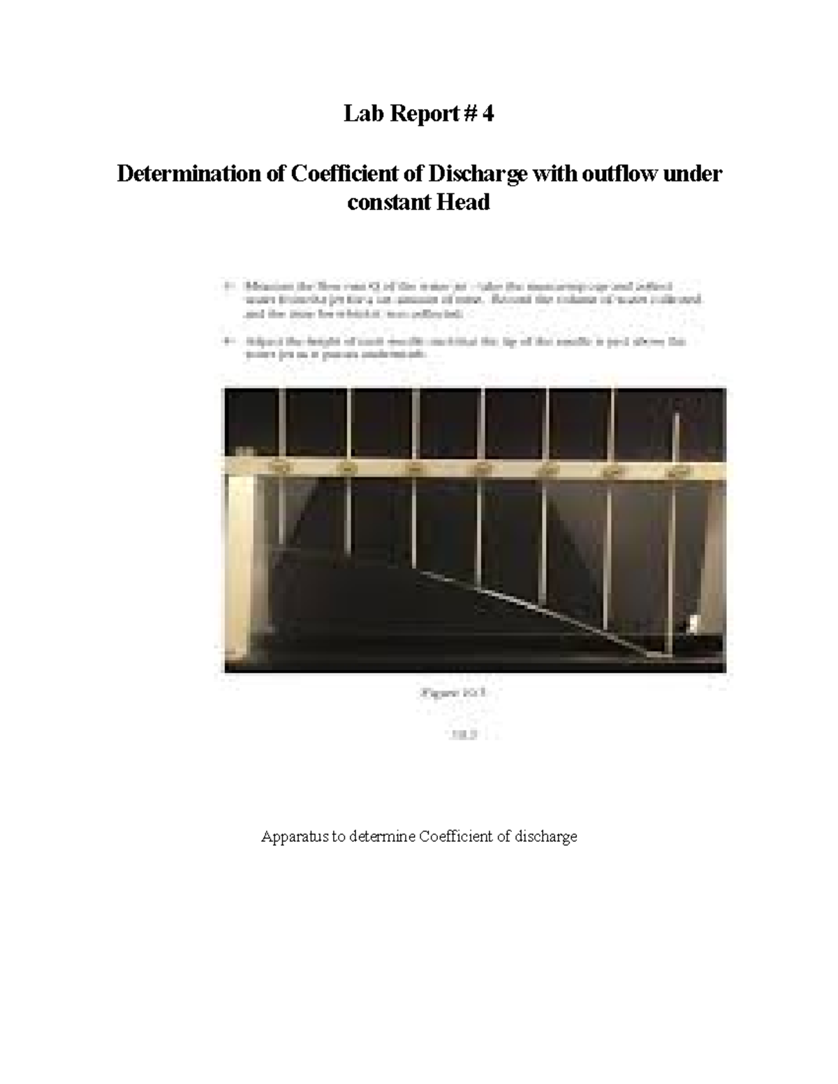 Lab R no. 4 - Lab Report # 4 Determination of Coefficient of Discharge ...