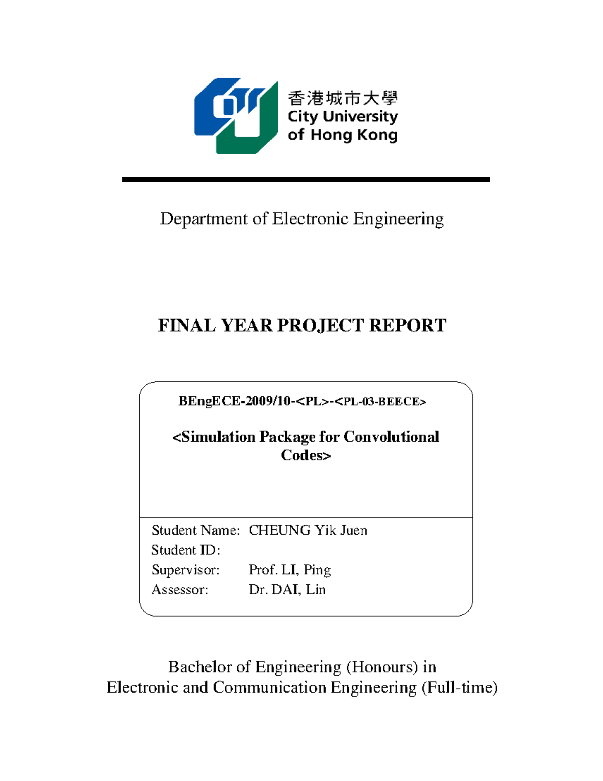 Simulation package for convolutional codes - Department of Electronic ...