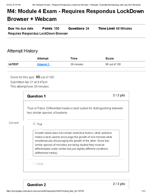Micro Exam 1 - Full Exam 1 - BIOD 171 Essential Microbiology Portage ...