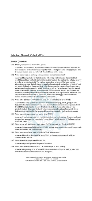 Work systems the methods measurement and management of work 1st edition ...