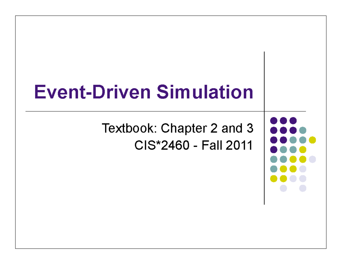 10 Discrete State to Discrete Event - Event-Driven Simulation Textbook ...