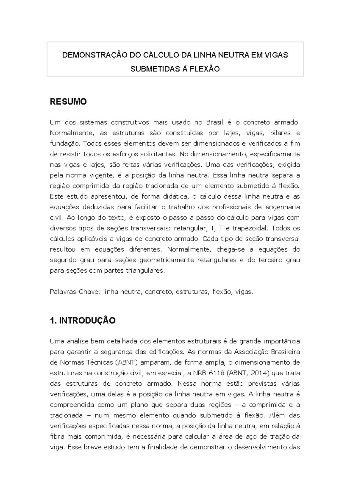 Demonstração DO Cálculo DA Linha Neutra EM Vigas Submetidas À Flexão ...
