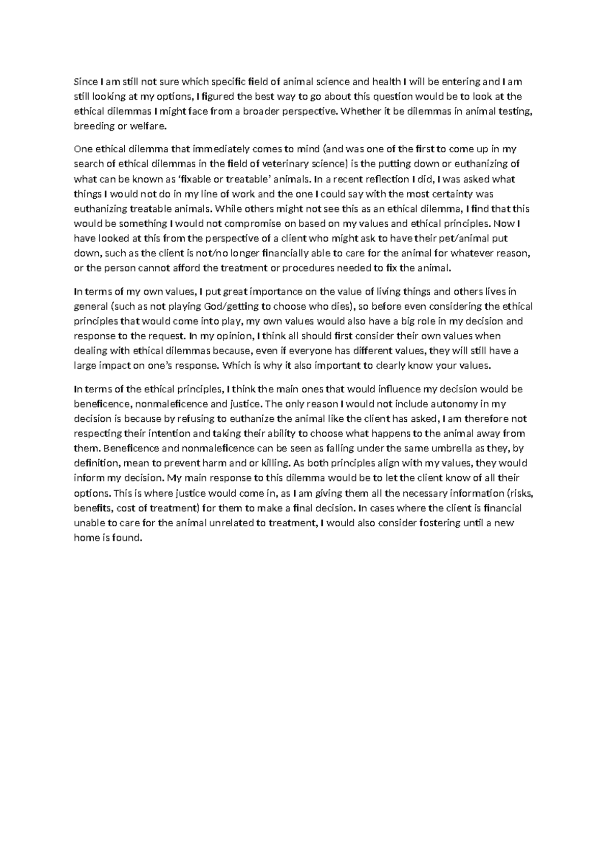 BMS Reflection 2 - Since I am still not sure which specific field of ...