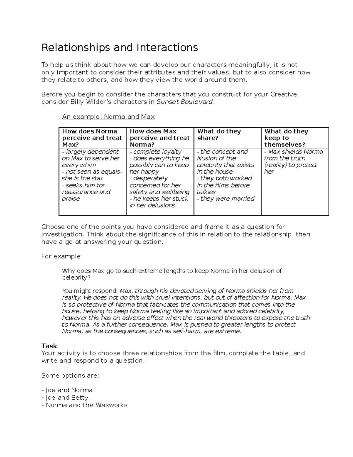 Relationships and Interactions - Before you begin to consider the ...