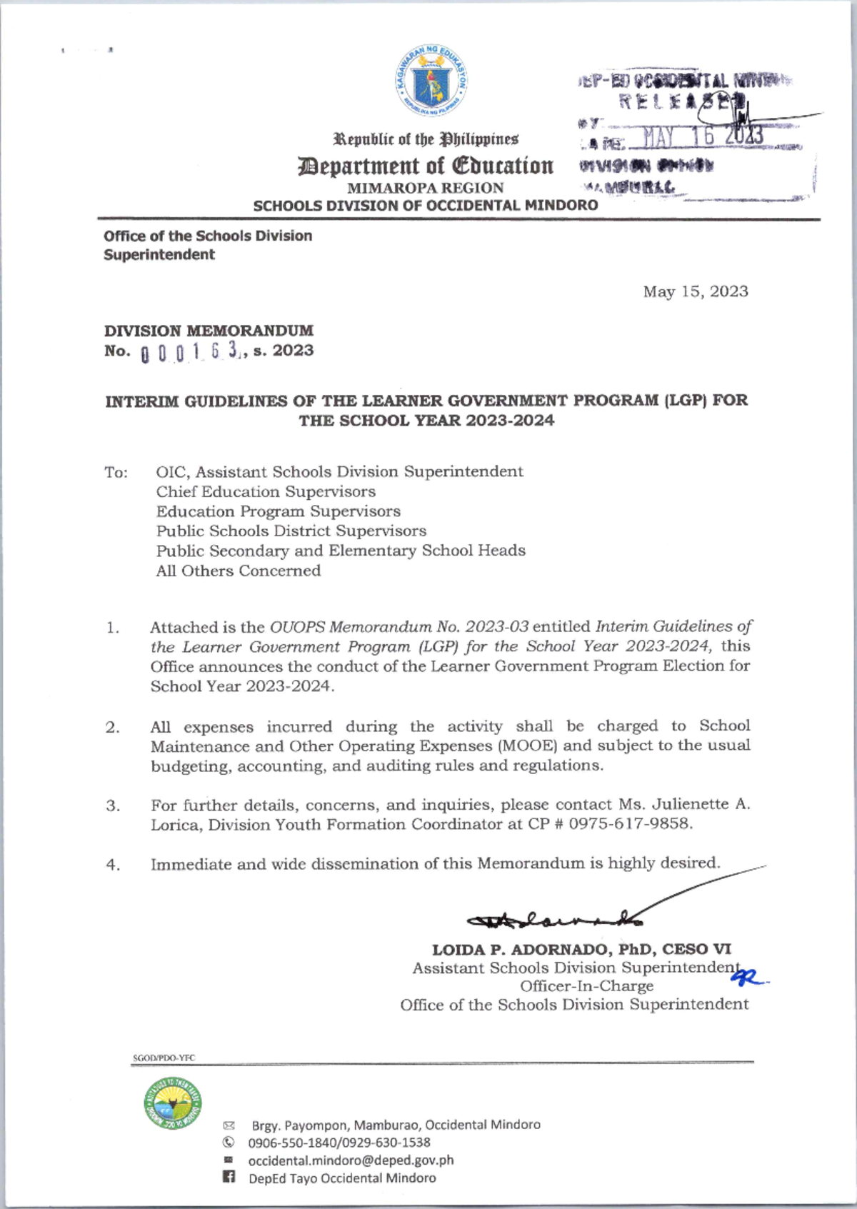 163 Interim Guidelines OF THE Learner Government Program FOR SY 2023 ...