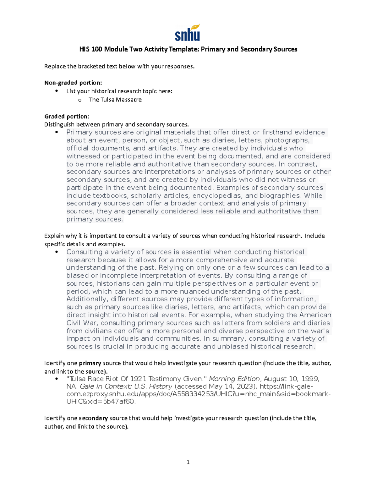 HIS 100 Module Two Activity Sources Template - HIS 100 Module Two ...