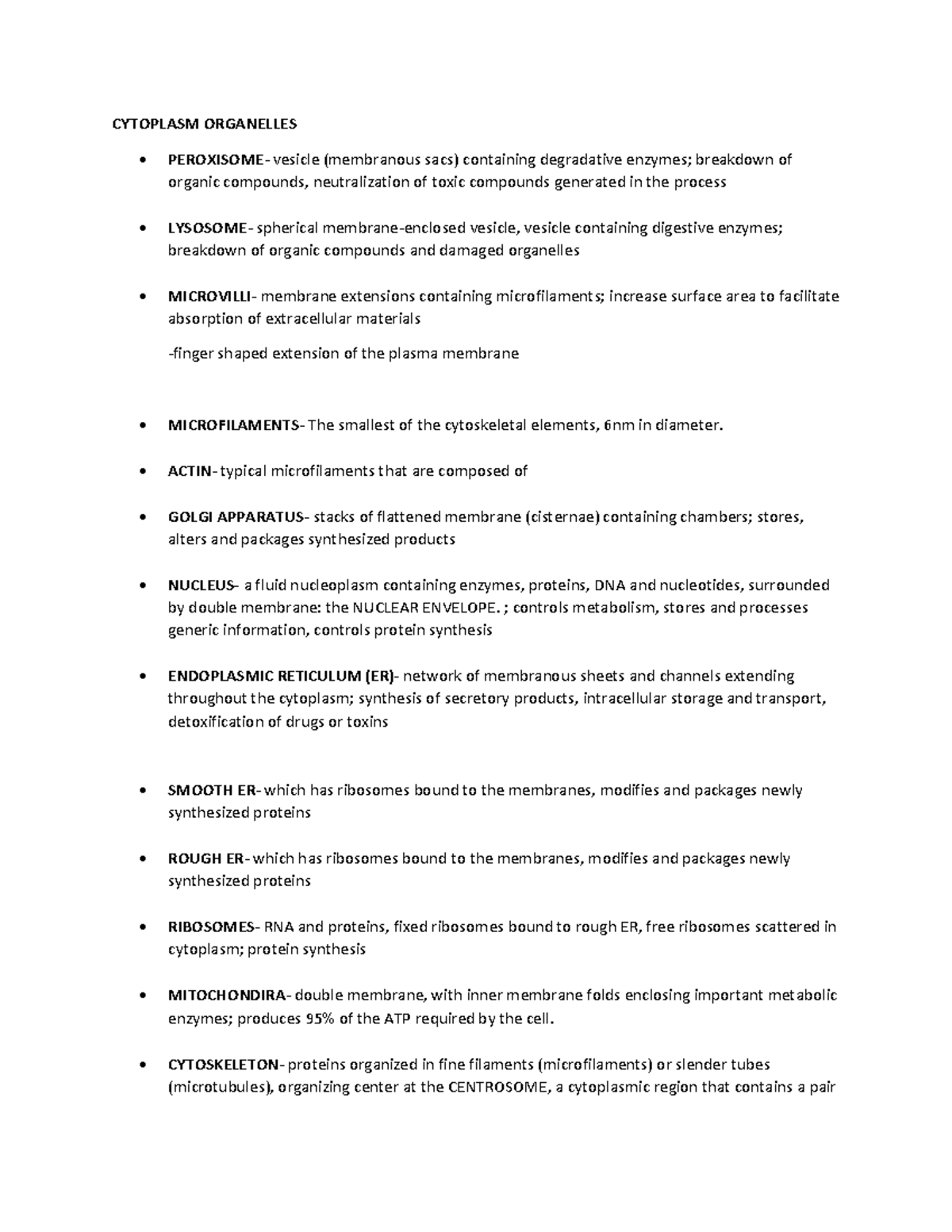 Microbiology Notes for prelim - CYTOPLASM ORGANELLES PEROXISOME ...