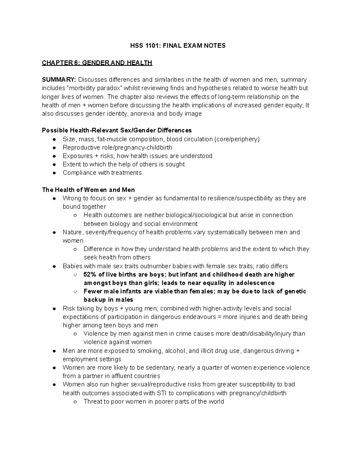 HSS 1101 Final EXAM Notes - HSS 1101: FINAL EXAM NOTES CHAPTER 6 ...