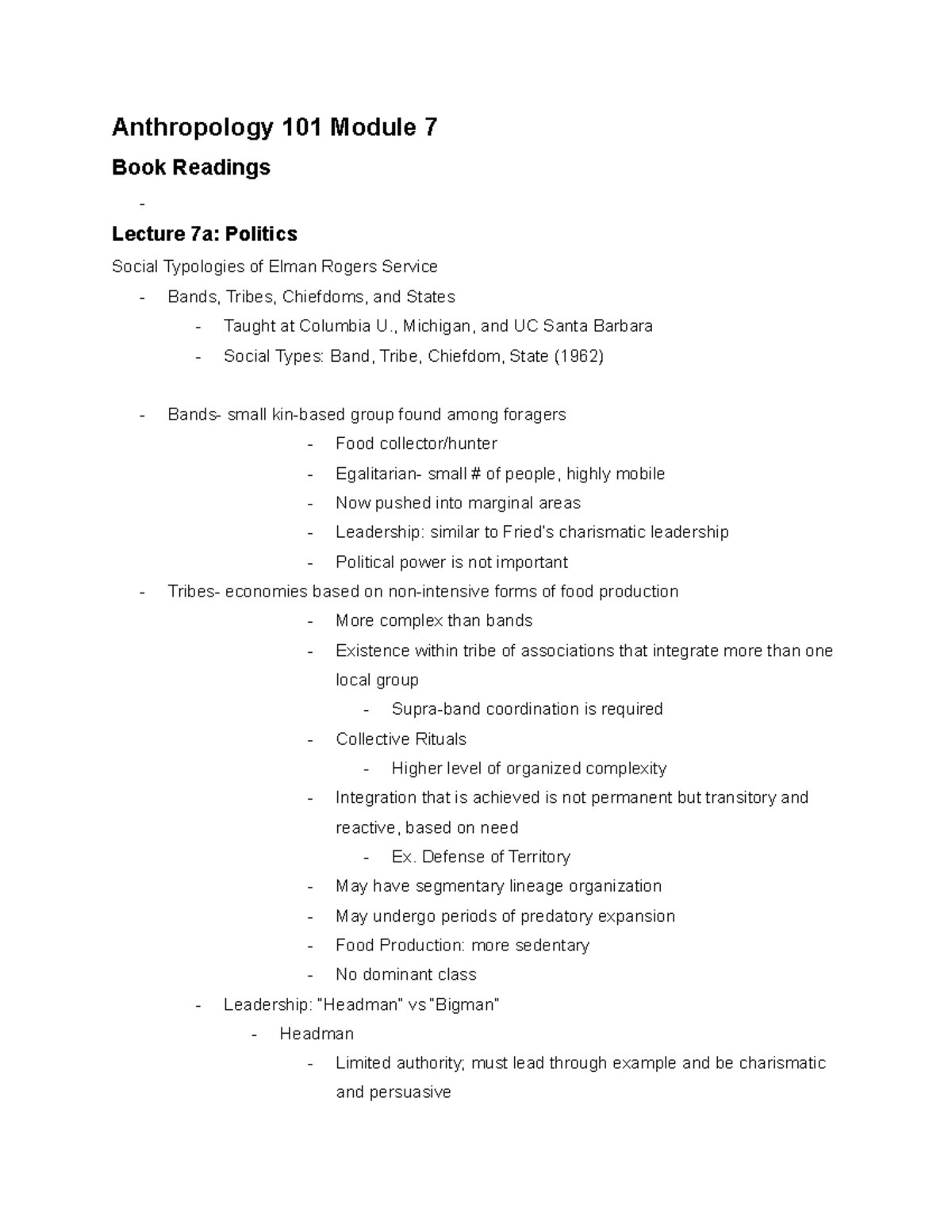 ANTH 101 M7 - this document is a full break down of module 4 for ...