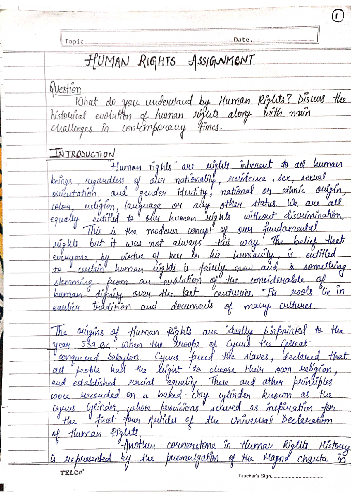 Human right assignment - Studocu