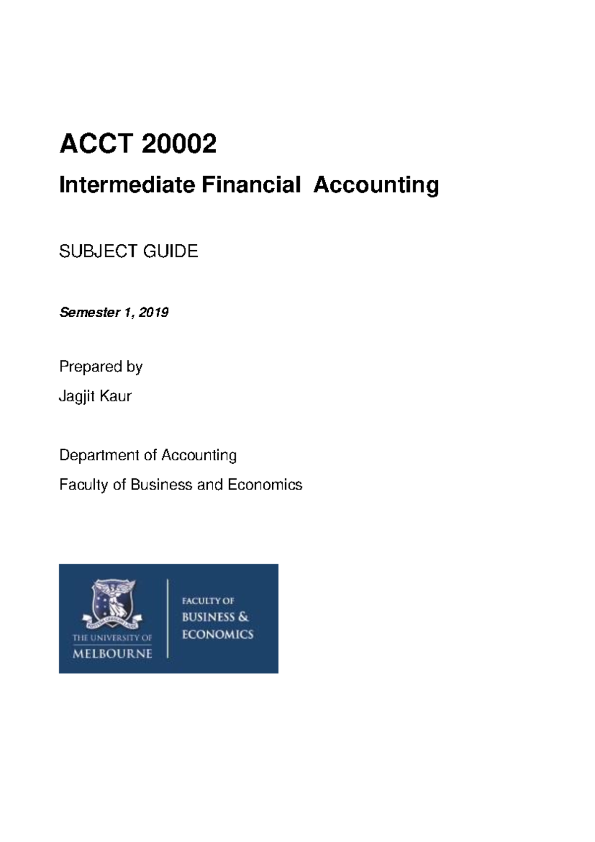 Subject Guide ACCT2000 2 2019 Semester 1 v - Warning: TT: undefined ...