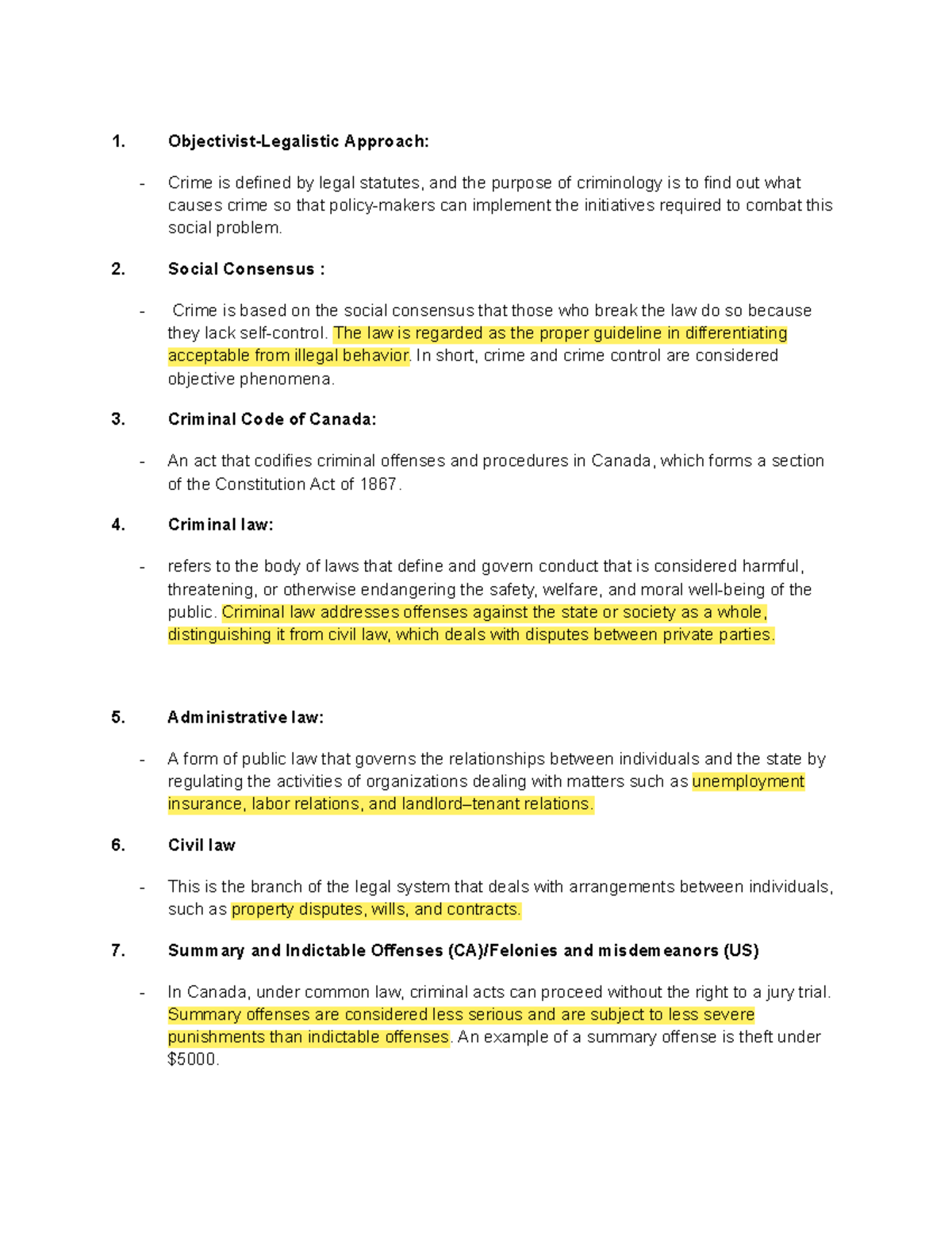 Study Guide chapter 1 and 2 - Objectivist-Legalistic Approach: Crime is ...