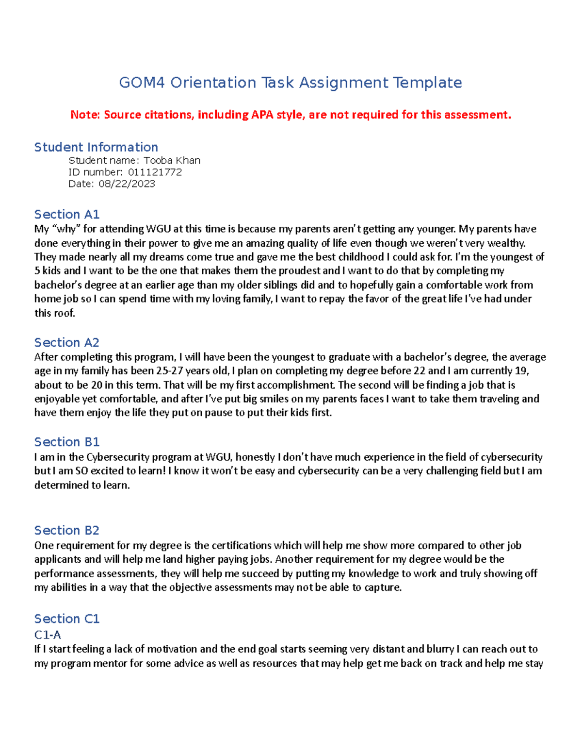 Orientation Task Template - GOM4 Orientation Task Assignment Template Note: Source citations ...