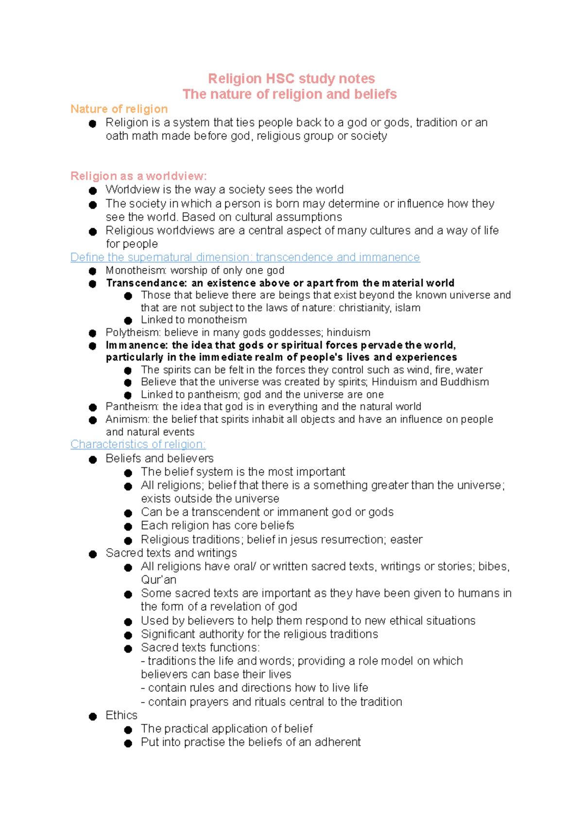 2020 P SOR - Studies of Religion Prelim Notes - Religion HSC study ...