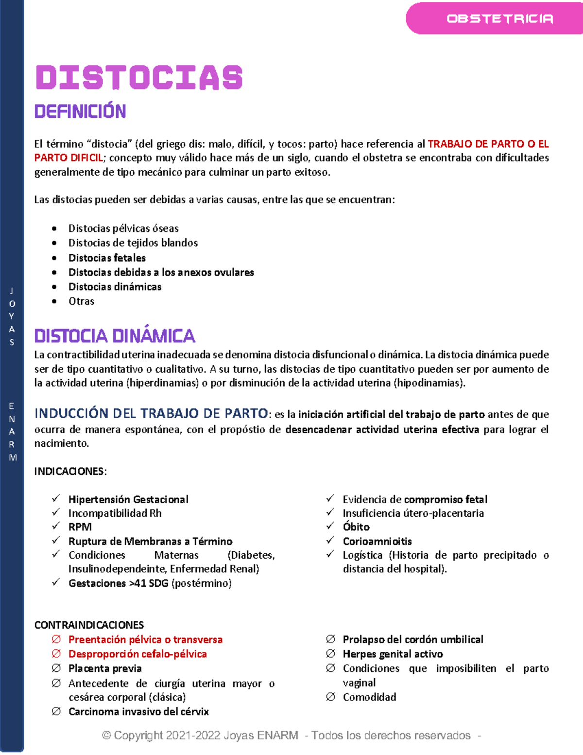 27. Distocias - J O Y A S E N A R M DISTOCIAS DEFINICIÓN El término ...