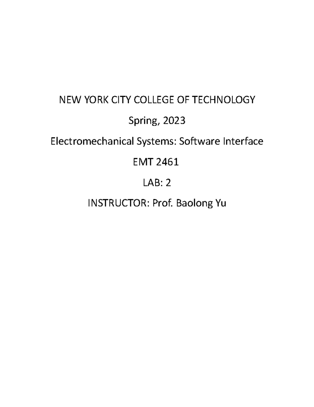 Emt 2461 lab 1 - lab 1 - NEW YORK CITY COLLEGE OF TECHNOLOGY Spring ...