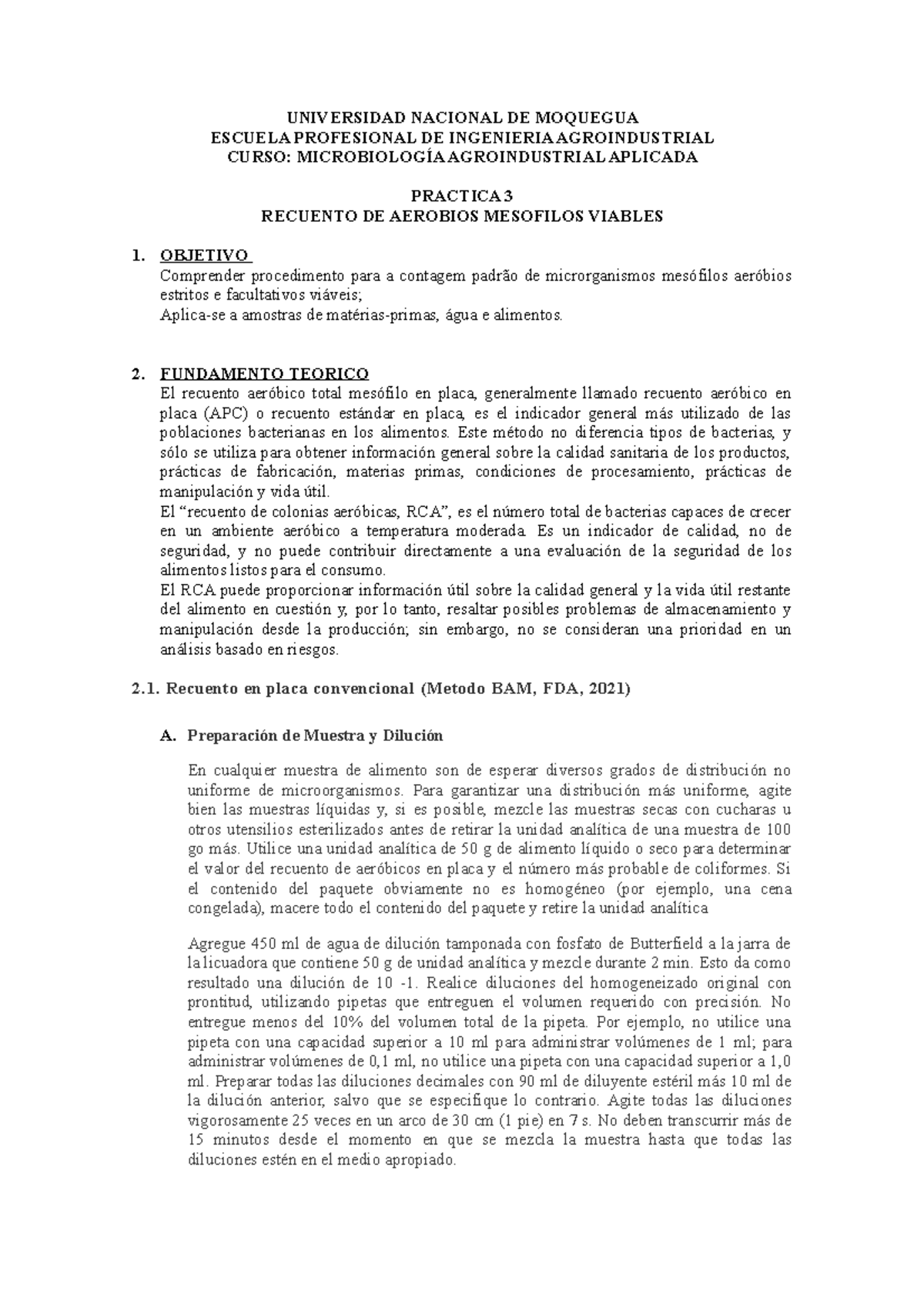 Practica 3- Recuento de AMV - UNIVERSIDAD NACIONAL DE MOQUEGUA ESCUELA ...