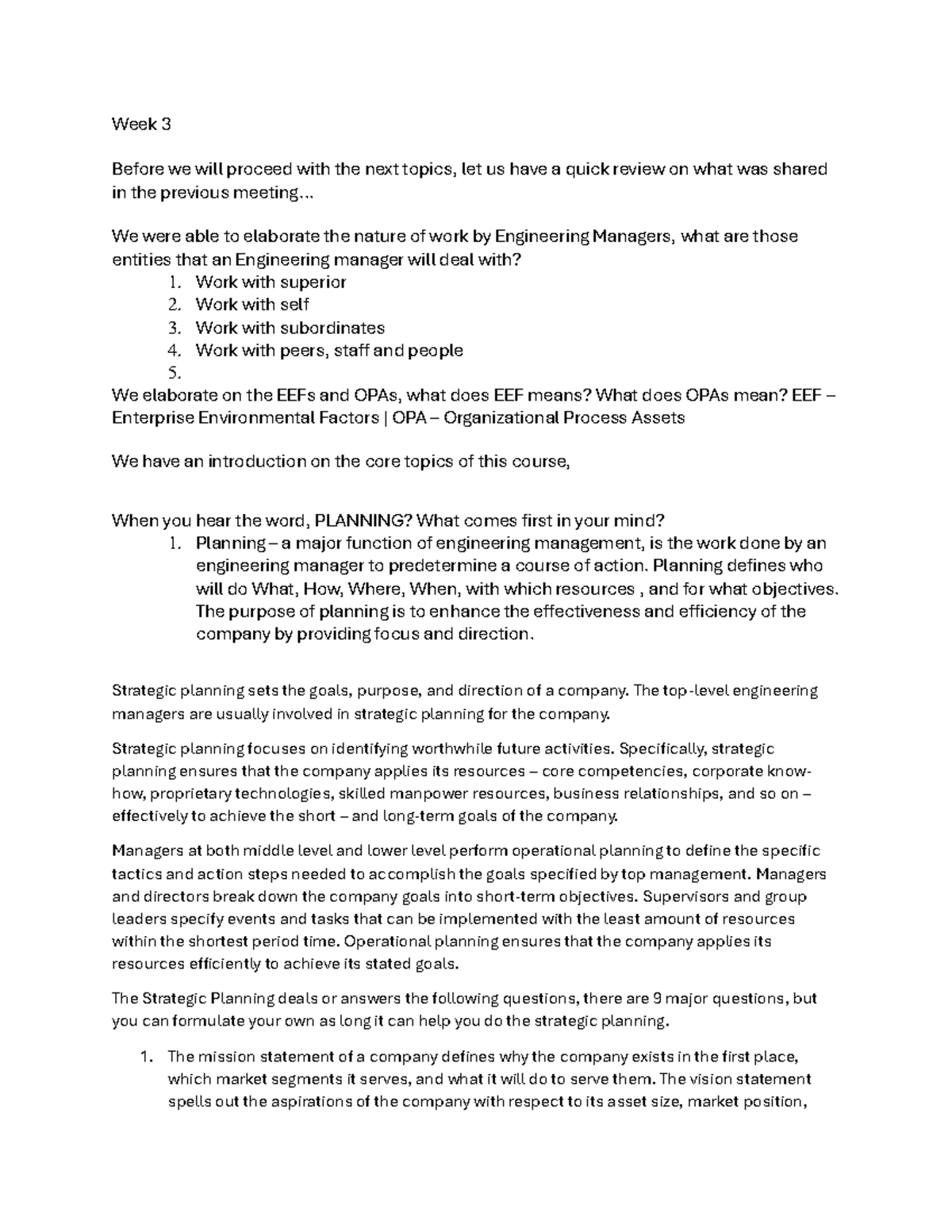 Week 3 - week 3 - Week 3 Before we will proceed with the next topics ...