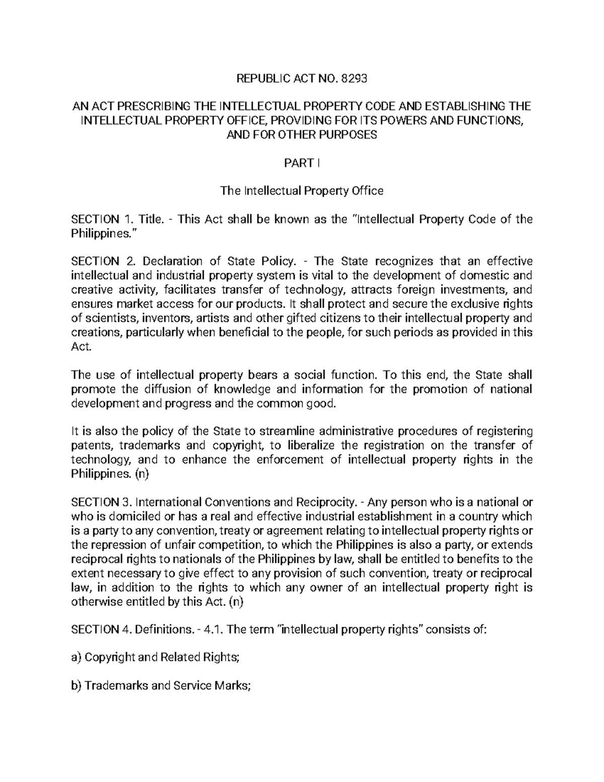 Intellectual Property Code - REPUBLIC ACT NO. 8293 AN ACT PRESCRIBING ...