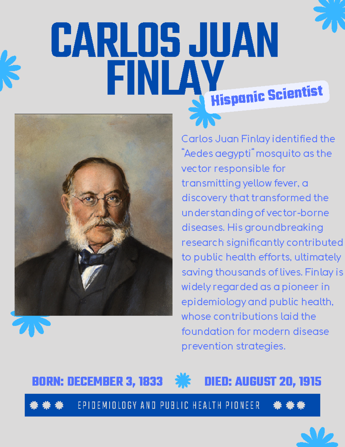 Carlos Juan Finlay - CARLOS JUAN FINLAY BORN: DECEMBER 3, 1833 DIED ...