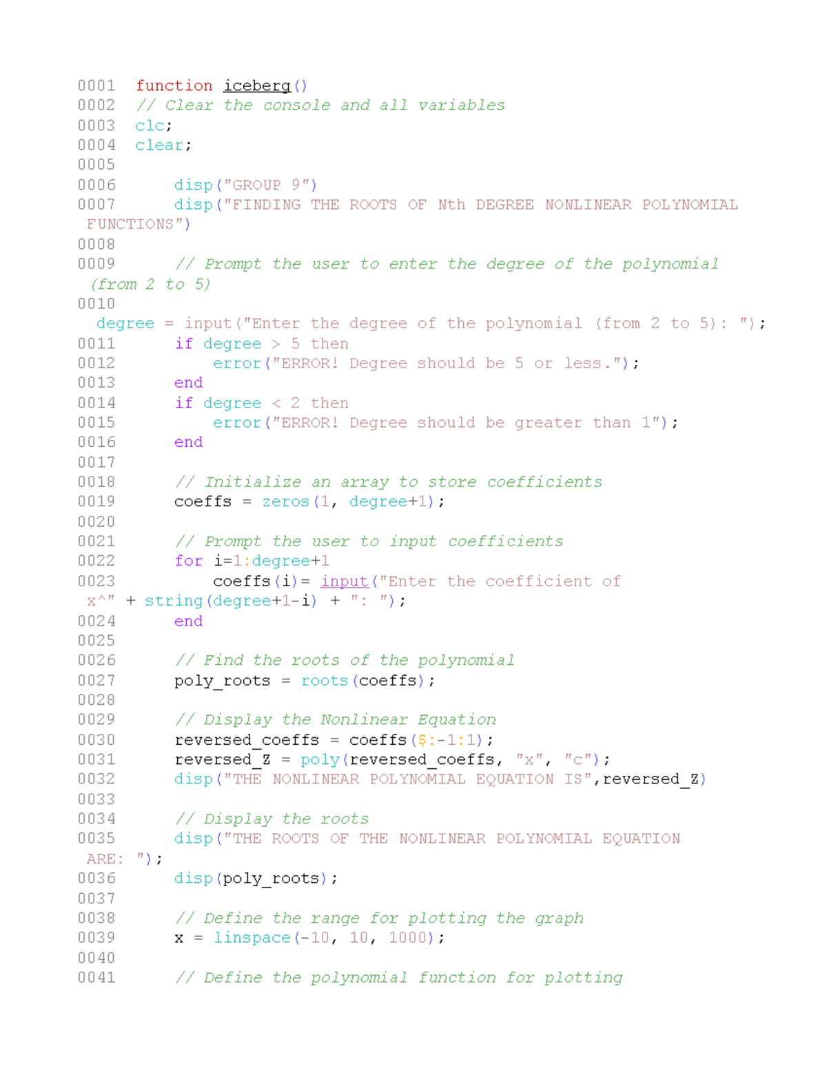 Final Machine Problem 1 - 0001 function iceberg() 0002 // Clear the ...