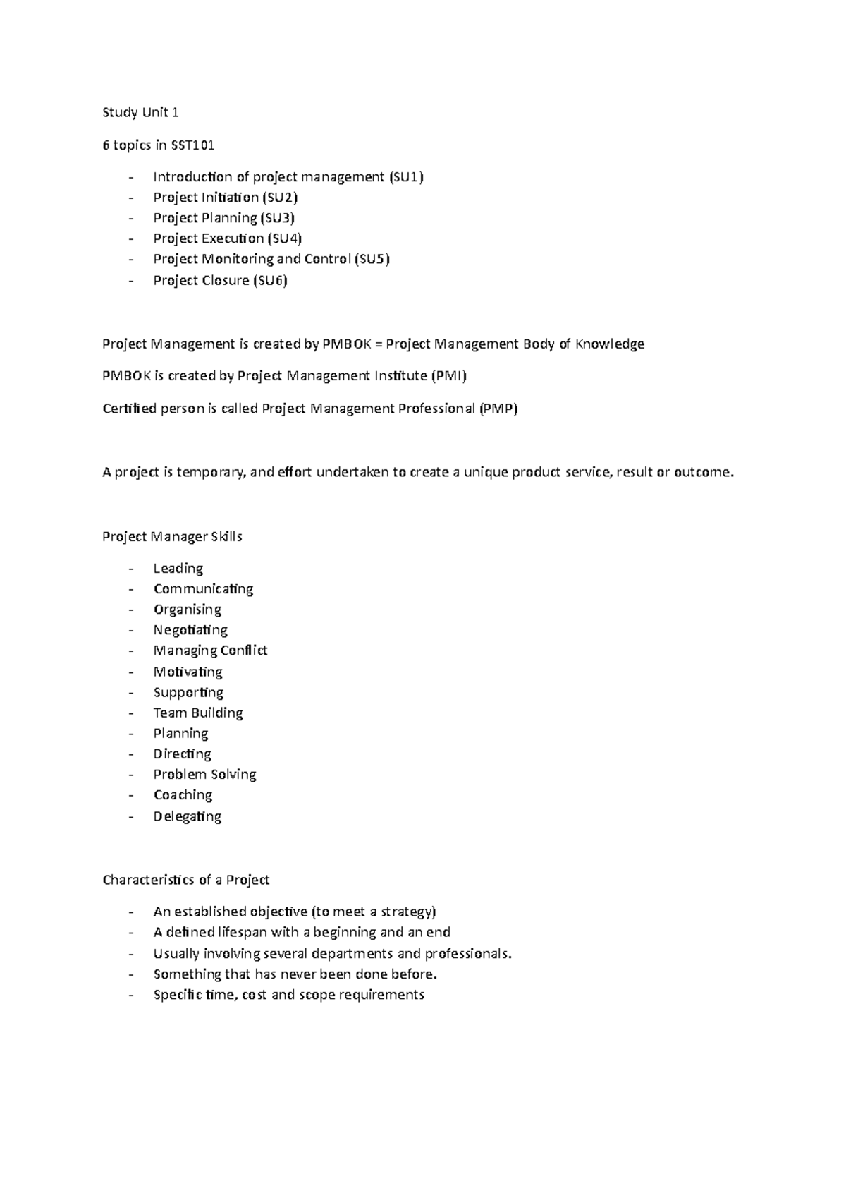 SST101 notes - Study Unit 1 6 topics in SST Introduction of project ...