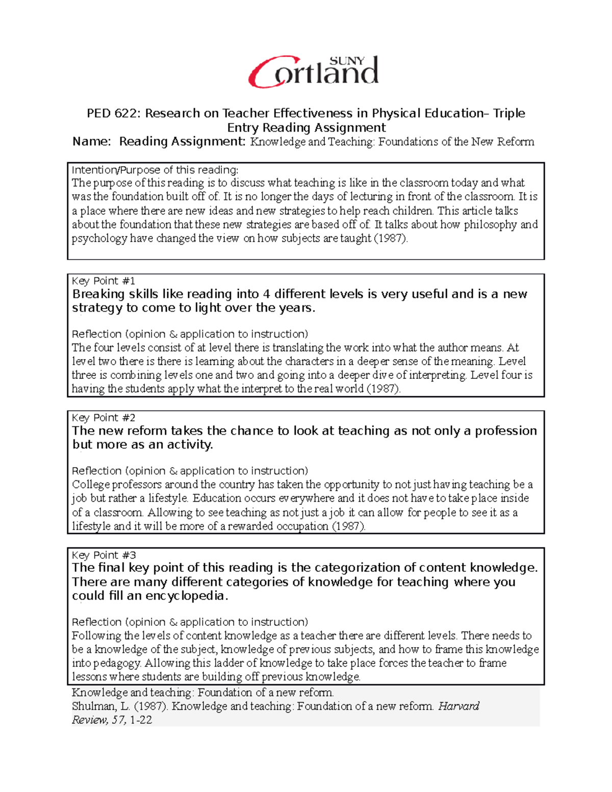 Spring PED 622 2023 Knowledge and Teaching- Foundations of the New ...