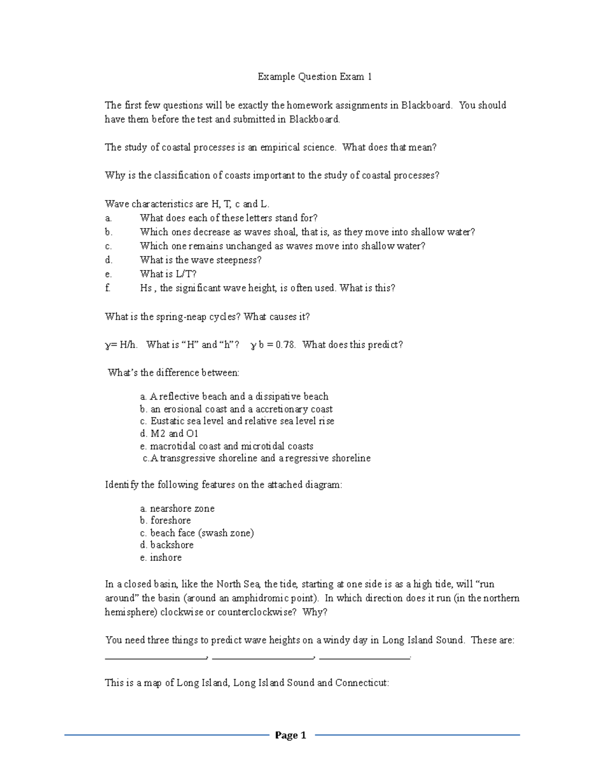 Studyquestionsforexam1 - Example Question Exam 1 The first few ...