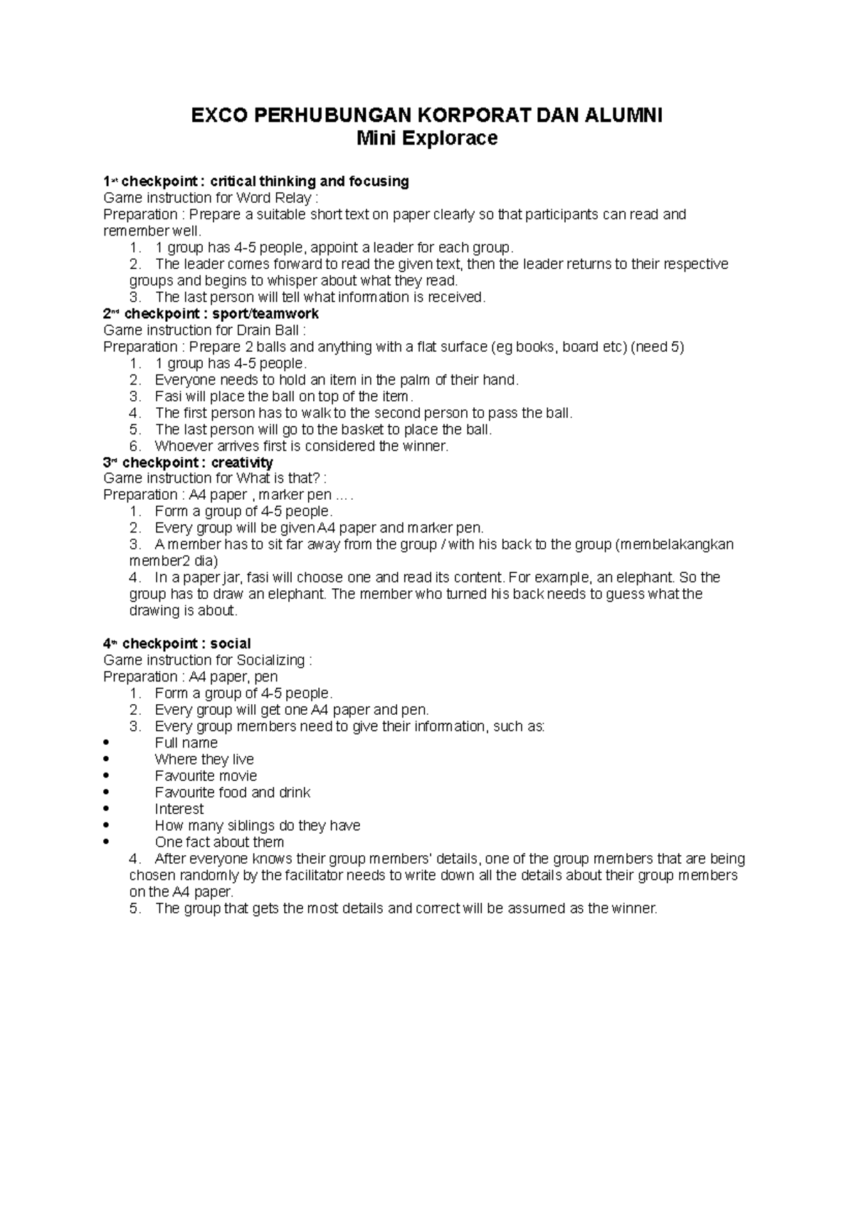 Aktiviti KPO EXCO Korporat - EXCO PERHUBUNGAN KORPORAT DAN ALUMNI Mini ...