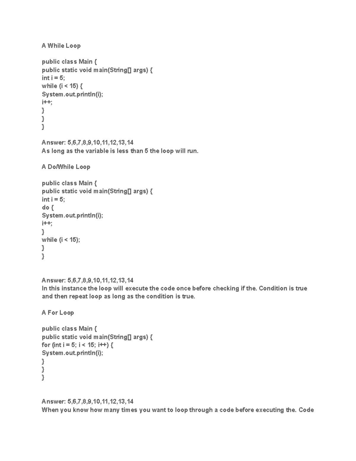 Discussion Forum Unit 2 Cs1102 A While Loop Public Class Main { Public Static Void Main String
