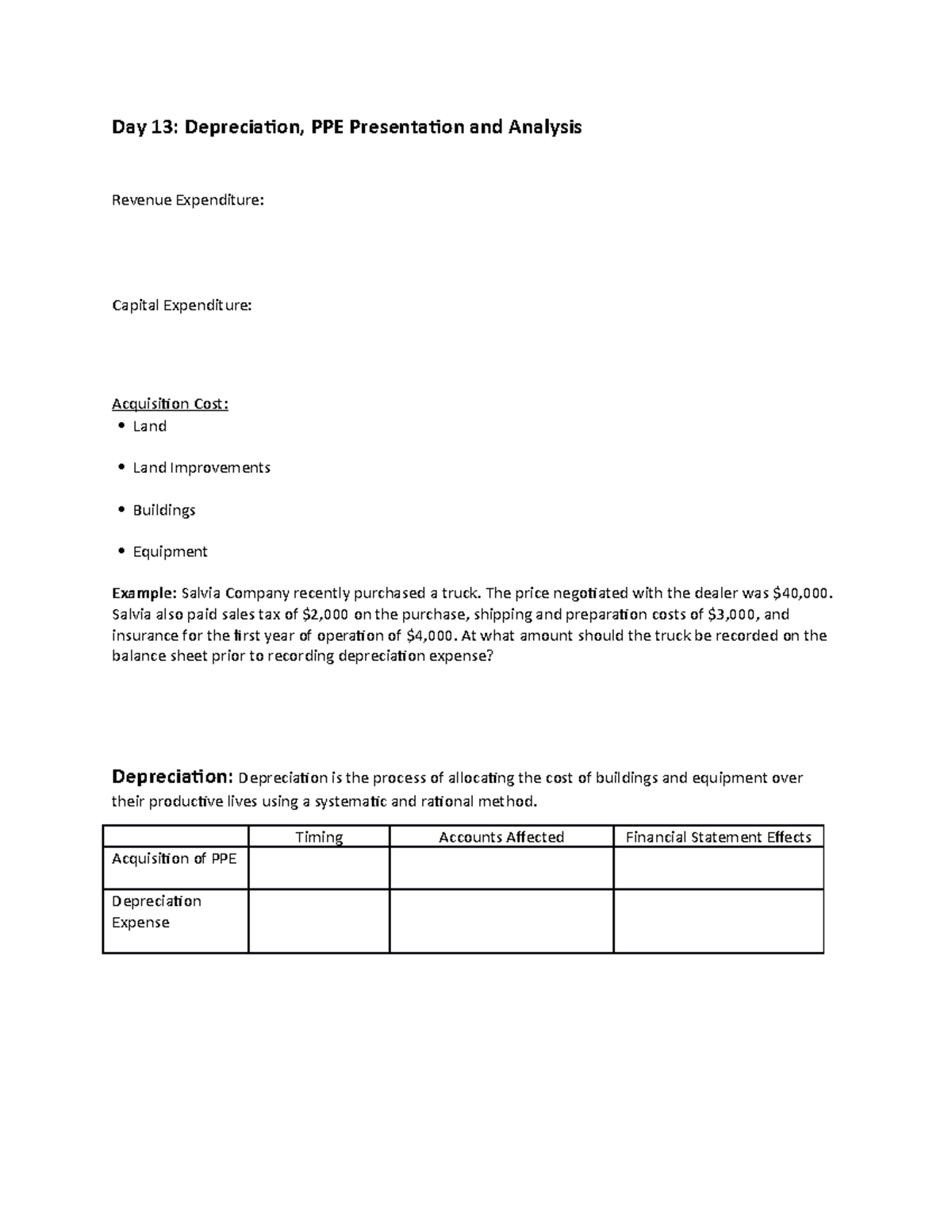 Depreciation and PPE - Day 13: Depreciation, PPE Presentation and ...