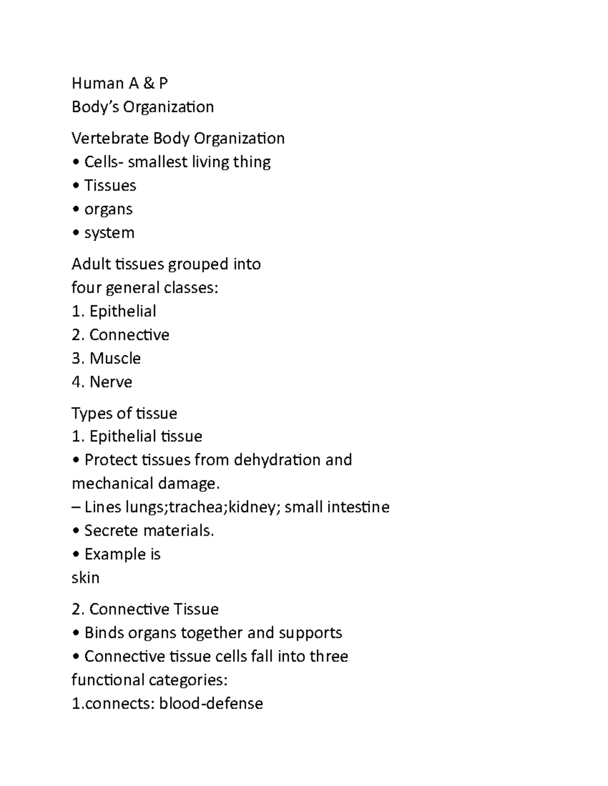 Document 37 (34) - lecture notes - Human A & P Body’s Organization ...