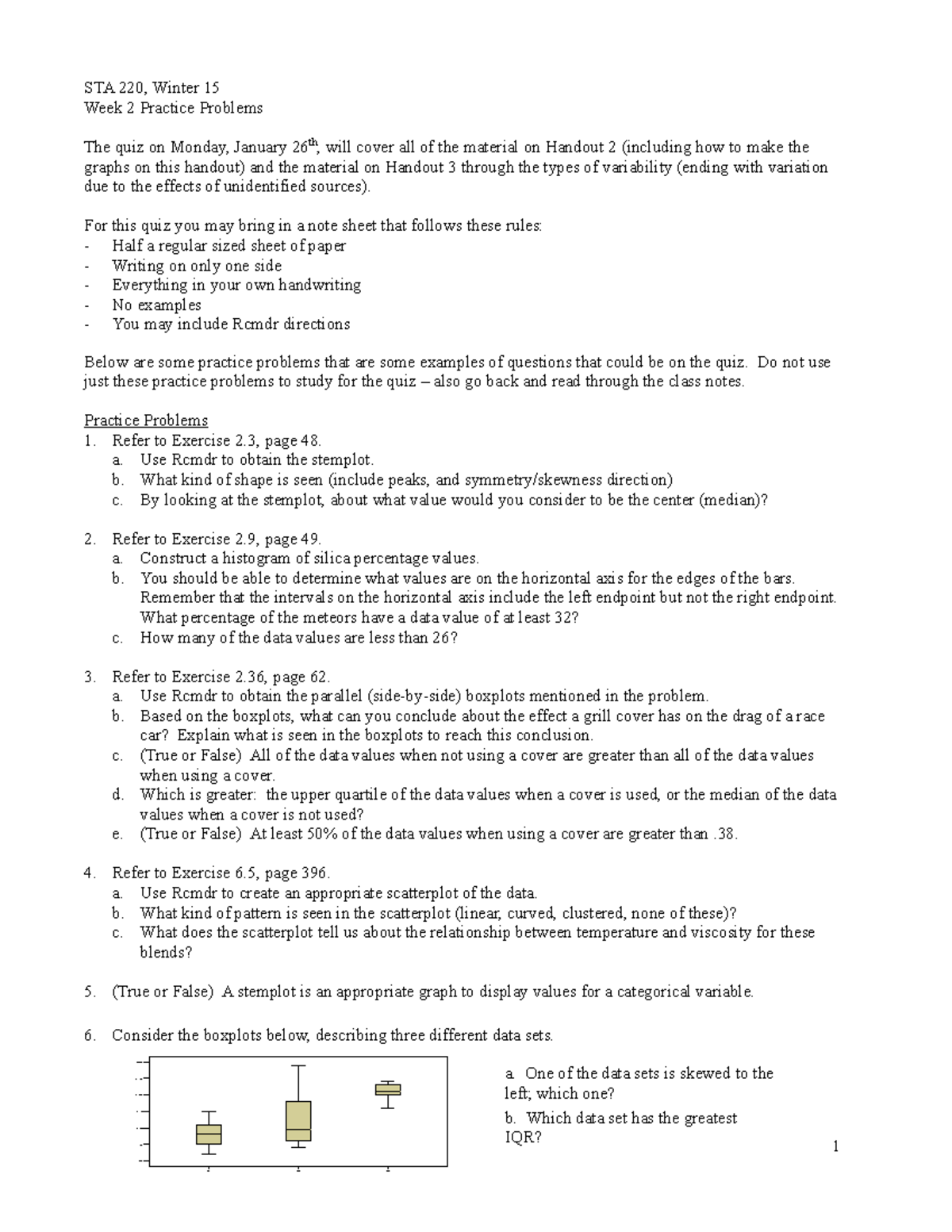 Week 2 Practice Problems - STA 220, Winter 15 Week 2 Practice Problems ...