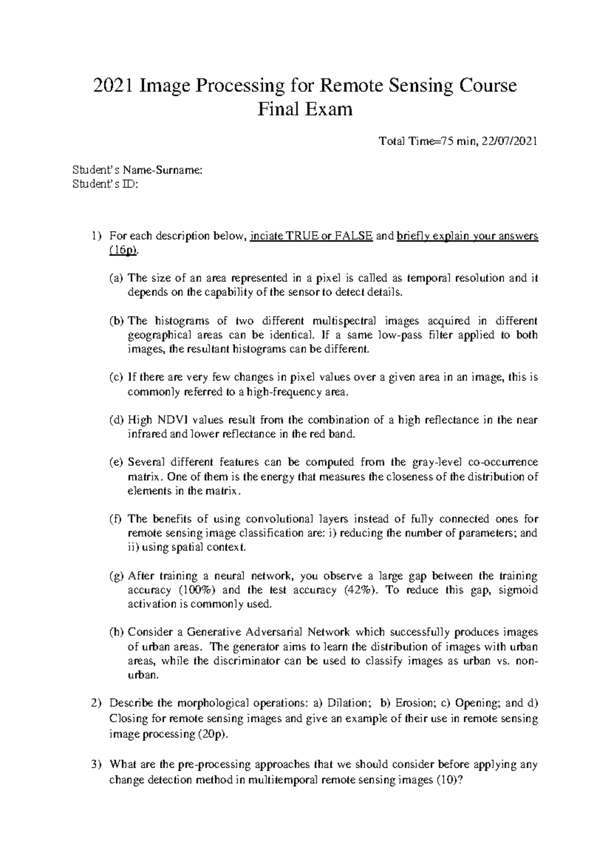 Mock Examination - 2021 Image Processing for Remote Sensing Course ...