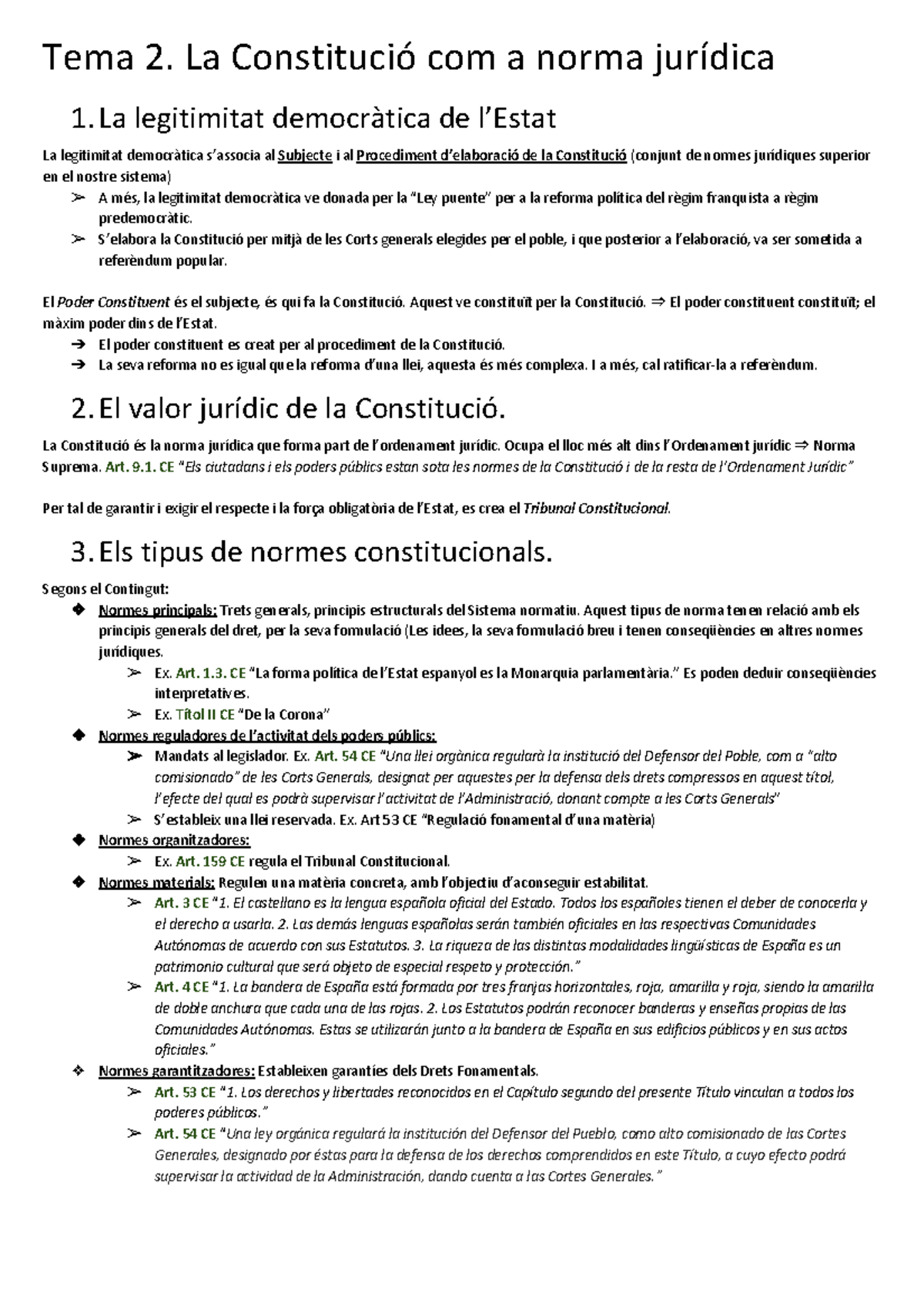 Tema 2. La Constitució com a norma jurídica - Tema 2. La Constitució ...